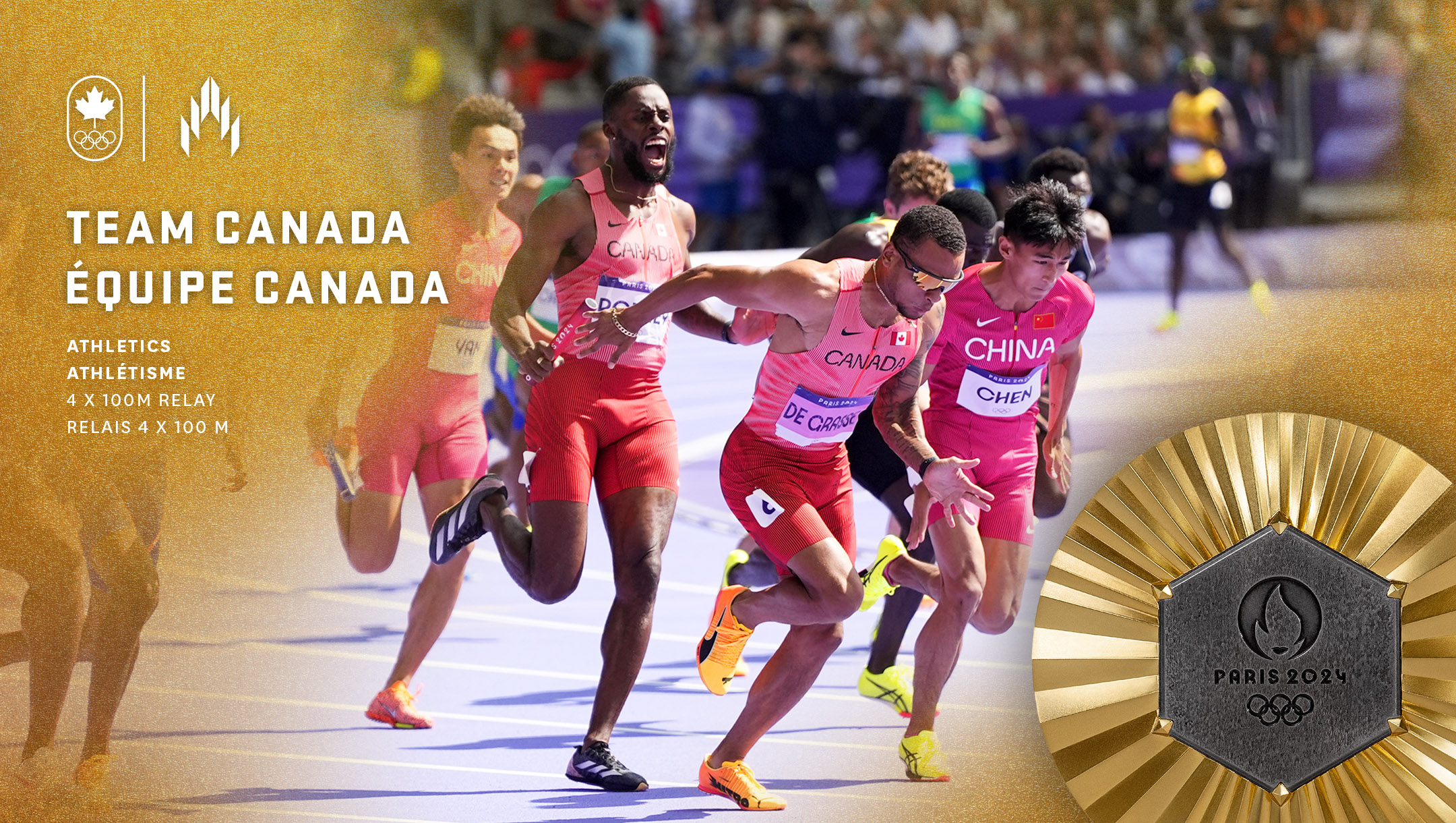 L'équipe canadienne du relais 4x100 m décroche l'or - Équipe Canada